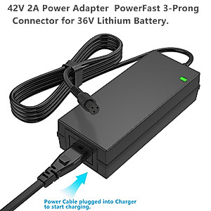 Jucuwe 42V 2A Power Adapter Powerfast 3-Prong Connector for 36V Sports Mod,and Pocket Mod 10S Lithium Battery,Charger Replacement for Electric Scooter