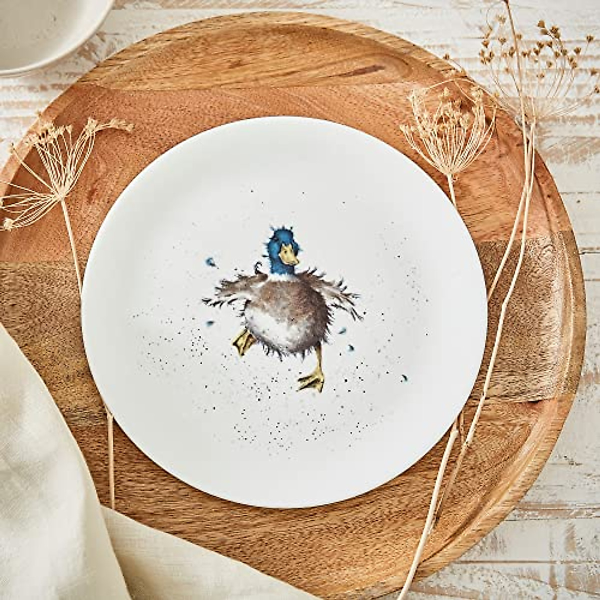 Portmeirion Royal Worcester Wrendale Designs Coupe Plate | 8 Inch | A Waddle And A Quack Duck Motif | Small Plate for Salad, Appetizers, or Dessert | Made of Fine Bone China | Dishwasher Safe