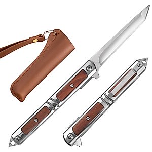 ITOKEY EDC Pocket Knife for Men, Tanto Folding Knife, Pocket Knives with Clip, Glass Breaker, Sheath, Slim Knife, Cool Keychian Knives for Outdoor Survival, Camping