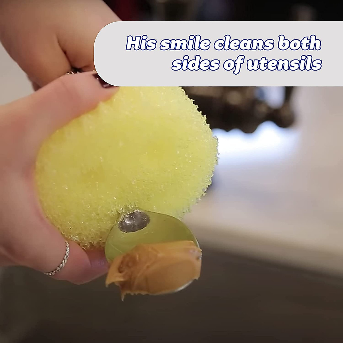 Scrub Daddy Smiling Scrubber, Grey - Scratch-Free Multipurpose Dish Sponge - BPA Free & Made with Polymer Foam - Stain, Mold & Odor Resistant Kitchen Sponge (1 Count)