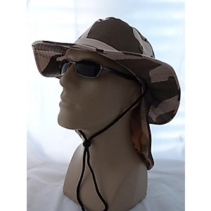 Camouflage Hat Neck Protection from Sun Desert Tan Brown Camo Fishing Bee Keeper Safari Bush Outdoors Men Women (as1, Alpha, one_Size, l)