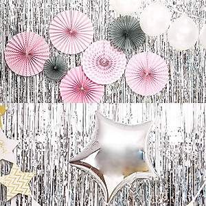 Foil Fringe Curtains Metallic Tinsel Silver Fringe Curtain Photo Booth Backdrop Curtains Decoration for Christmas New Years Eve Birthday Wedding Bachelorette Party Tassel Silver 2 Pack 3.3ft x 9.8ft
