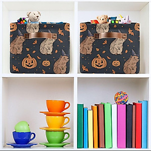 Large Storage Basket Halloween Capybara Foldable Storage Box Organizer Bins with Handles for Bedroom Home Office
