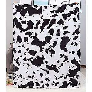chifave Cow Print Blanket Fleece Black and White Cow Throw Blanket for Kids Adults Soft and Worm Twin Blanket for Bed, Couch, Sofa All Season (Cow Print 60"x80")