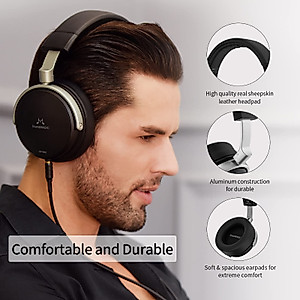 SoundMAGIC HP1000 Over Ear Audiophile Headphones - HiFi Stereo Premium Music Headset Wired with Noise Isolation, Upgraded Closed Back Hi-Res Audio for DJ Studio Professional Monitor Recording, Black