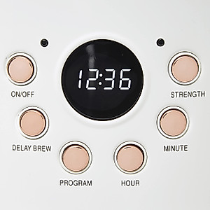 HADEN 75092 Heritage Innovative 12 Cup Capacity Programmable Vintage Retro Home Countertop Coffee Maker Machine with Glass Carafe, Ivory/Copper