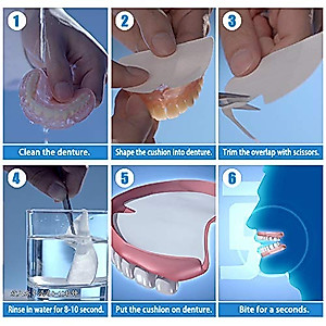 Y-Kelin Denture Adhesive Cushions Uppers & Lowers, Adhesive-Free Denture Pads for Sore Gums, 30 Pads*2 (60 Strips)