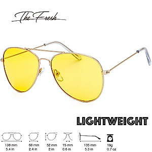 The Fresh Men Women Polarized Night Vision Driving Anti-Glare Glasses Yellow Lens Frame Ultra Light (125b-Gold, Yellow Night Vision)