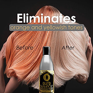 OURO Purple Shampoo for Blonde & Platinum Hair - Neutralizes Yellow & Orange Tones, Revitalizes Color, Nourishes Without Damage, Ashy Silver Effect, Enhances Gray Hair, 8,4 oz