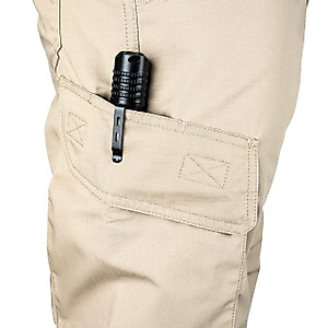 LAPG Men's Urban Ops Tactical Pants, Gusseted Crotch Lightweight Cargo Pants, Elastic Waistband Ripstop Work Pants, Water & Stain Resistant Pants for Men, Sierra, 36W x 32L