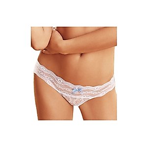 b.tempt'd by Wacoal Women's Lace Kiss Thong Pant, White, Medium