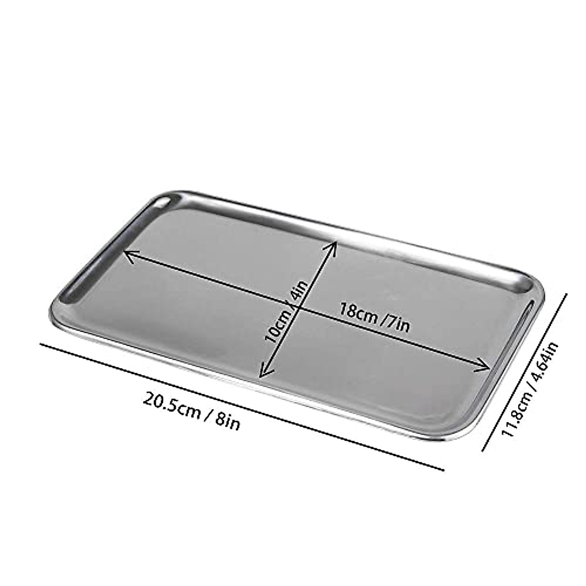 IMEEA Small Vanity Tray Rectangle Satinless Steel Little Jewelry Tray Bathroom Tray Storage Organizer Makeup Cosmetic Organizer Trays, 8 x 4.6 inch