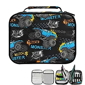 ZZKKO Colored Pencil Case Urban Monster Truck Car 96 Slots Pencil Holder with Zipper Large Capacity Pencil Case Organizer for Watercolor Pens Markers Kids Children