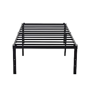 Veezyo Metal Bed Frame Twin - 18 Inch Black Metal Platform Bed Frame, Easy Assembly with Large Storage Space, 3,500lbs Heavy Duty, No Box Spring Needed (Twin)