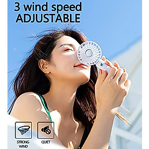 RNKRUN Mini HandHeld Portable Fan, Small Personal Battery Operated Fan Lash Fan Quiet usb Rechargeable 3 Speed Adjustable for Outside Travel Patios Indoor Shop Women Men Kids Girl Eyelash Makeup,white
