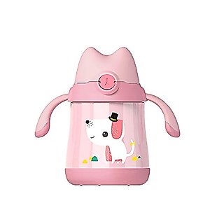 AINAAN Stainless Steel Travel Mug Thermos Kids Flask Thermal Cup BPA Free with Straw Water Bottle 350ml （Pink）