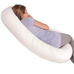 Leachco Snoogle® Supreme │ Total Body Pregnancy/Maternity Pillow │ with a Zippered Removable Cover - Ivory