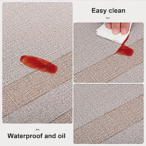 Vonabem 100% Waterproof Rectangle PVC Tablecloth, Vinyl Table Cloth Cover with Flannel Backing Oil Spill Proof Wipeable Table Cloths for Indoor Outdoor（Coffee Stripe,52x70IN