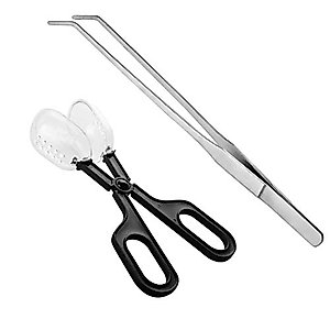 Reptile Feeding Tool Set,Feeding Clip and Long Tweezers for Hamsters,Insects,Turtle,Snake,Spider,Frog,Gecko,Chameleon and Other Small Animals