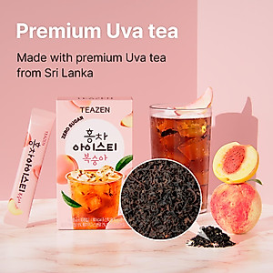 Teazen Summer Peach Iced Tea, Sugar Free, Uva Black Tea, Hydration Drink Mix, 10 Sticks, 1.76oz