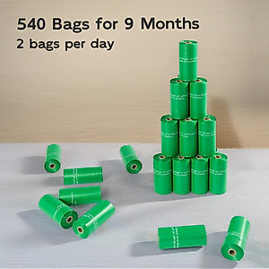 540 Count Dog Poop Bags Rolls, 9" x 13" Dog Bags for Poop, 100% Leak Proof and Strong Sturdy Doggie Poop Bags, Pet Waste Bags, Lavender, Scented