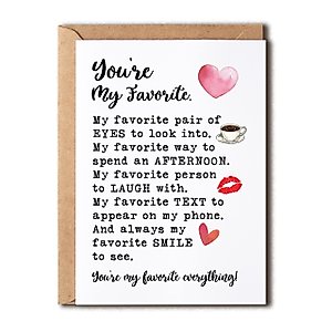 You're My Favorite Everything Card For Friend And Sister - Funny Birthday Card For Best Friend - Unique Birthday Gift - Valentines Day Card