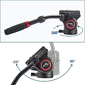 Avella Video Tripod Fluid Head with Quick Release Plate, Lightweight Heavy Duty Compatible with Manfrotto,Max Load 13.2lb/6kg for Video Canon Nikon Sony Olympus Panasonic DSLR Camera, V501