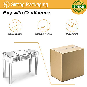 VINGLI Mirrored Vanity Desk with Drawers and Flip Mirror, Glass Vanity, Mirrored Vanity Table, Mirror Vanity Silver Desk, Mirrored Makeup Vanity Table for Bedroom/Makeup Room, Silver