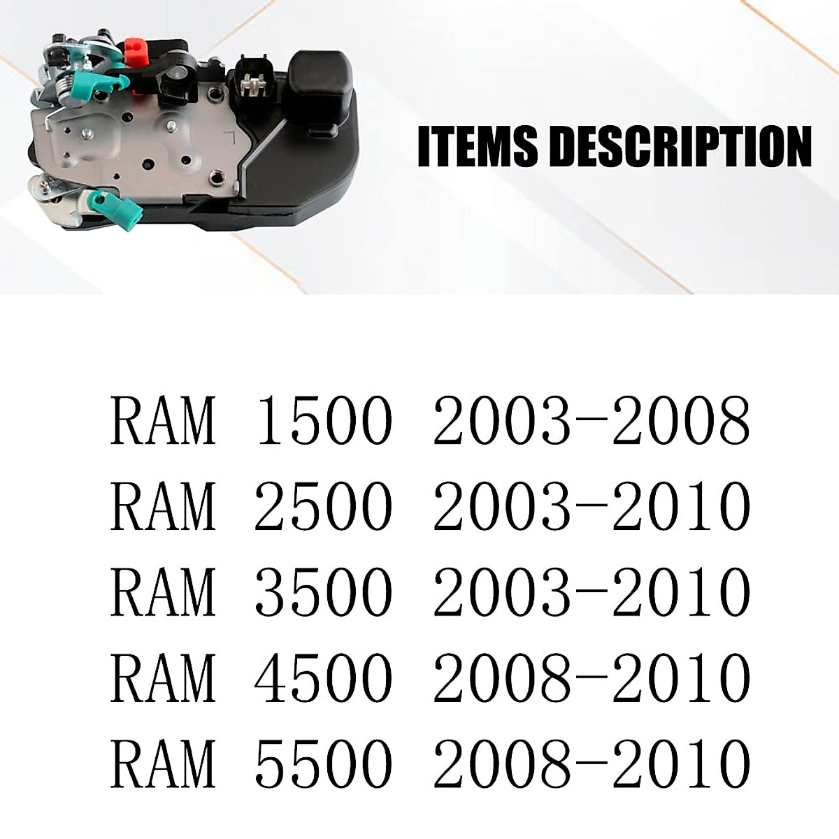 Unikpas Door Lock Actuator Motor Rear Left Driver Side Compatible for Dodge Ram 1500 2500 3500 4000 4500 5500 Replace Power Door Latch Assembly 931-644 55276795AB