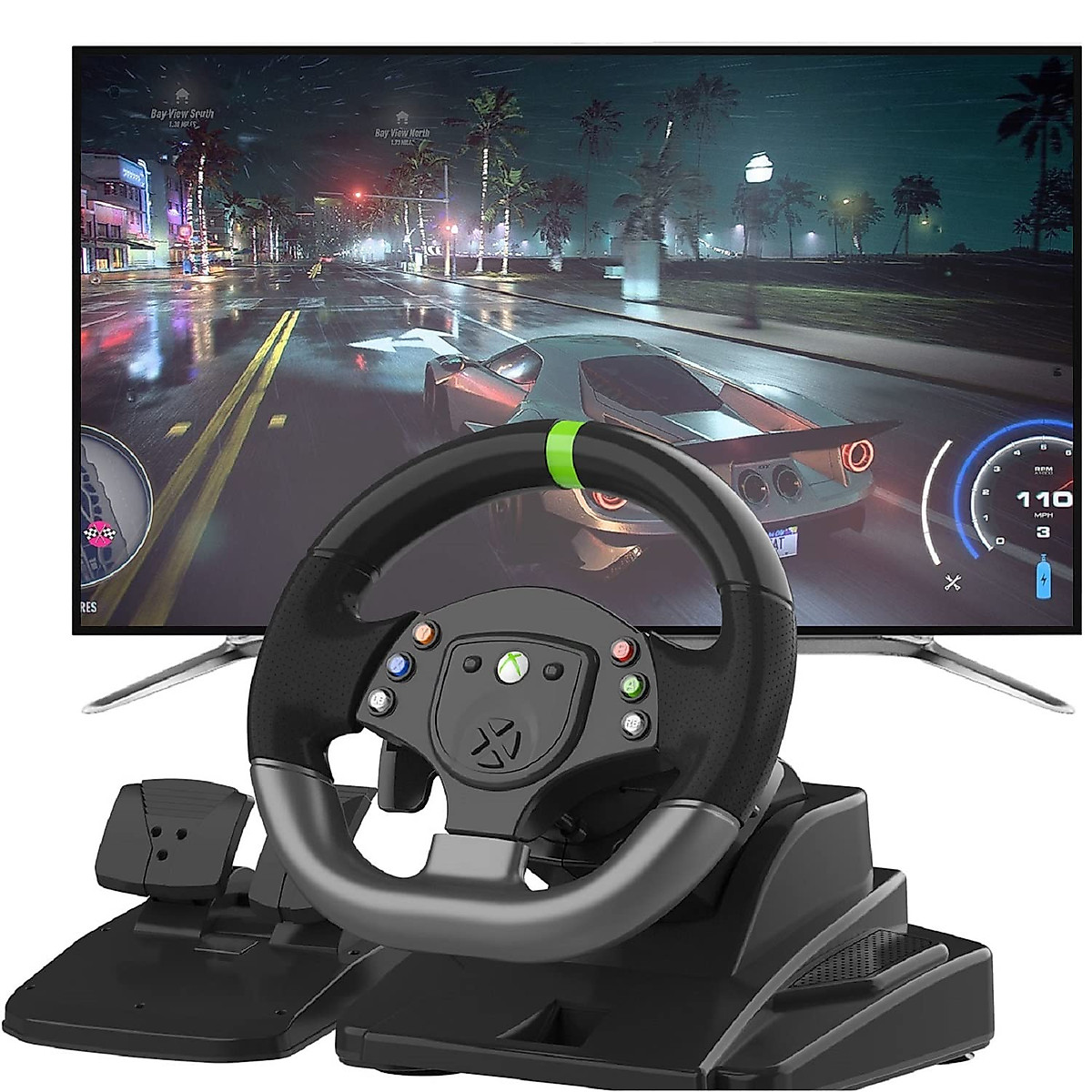 DOYO Xbox 360 Game Racing Wheels,PC Steering Wheel Plug and Play Gaming Driving Volante 180° USB with Pedals Shifter Bundle for XBOX 360 / Windows PC / PS3 /Nintendo switch/Android