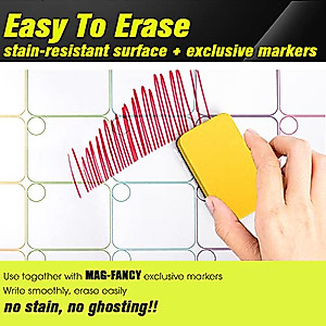 MAG-FANCY Magnetic Calendar for Refrigerator Set Weekly Dry Erase Fridge Taskmaster Calendar Whiteboard Meal Planner - with Extra-Thick Magnet Fine Tip Marker & Holes for Wall Hanging