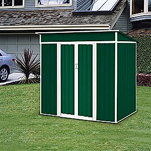Omelaza 4' x 6' Outdoor Garden Storage Shed with Sliding Door, Perfect to Store Patio Furniture, Garden Tools, Bike Accessories, Beach Chairs, Weather Resistance, Green