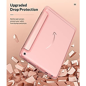 MoKo Case Fits All-New Kindle Fire HD 8 & 8 Plus Tablet (12th Generation-2024/2022 Release) 8", Soft TPU Frosted Colored Back Cover Multi-Angle Slim Smart Shell, Auto Wake/Sleep,Rose Gold