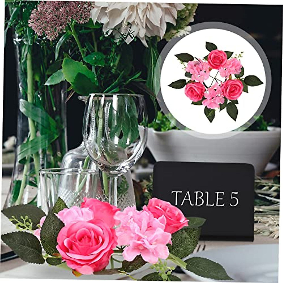 Abaodam 2pcs Artificial Candlestick Garland para Mesa De Wedding Table Decor Weddings Fake Rose Balls Flower Candle Ring Peony Candle Rings Wreaths Candle Wreaths Props