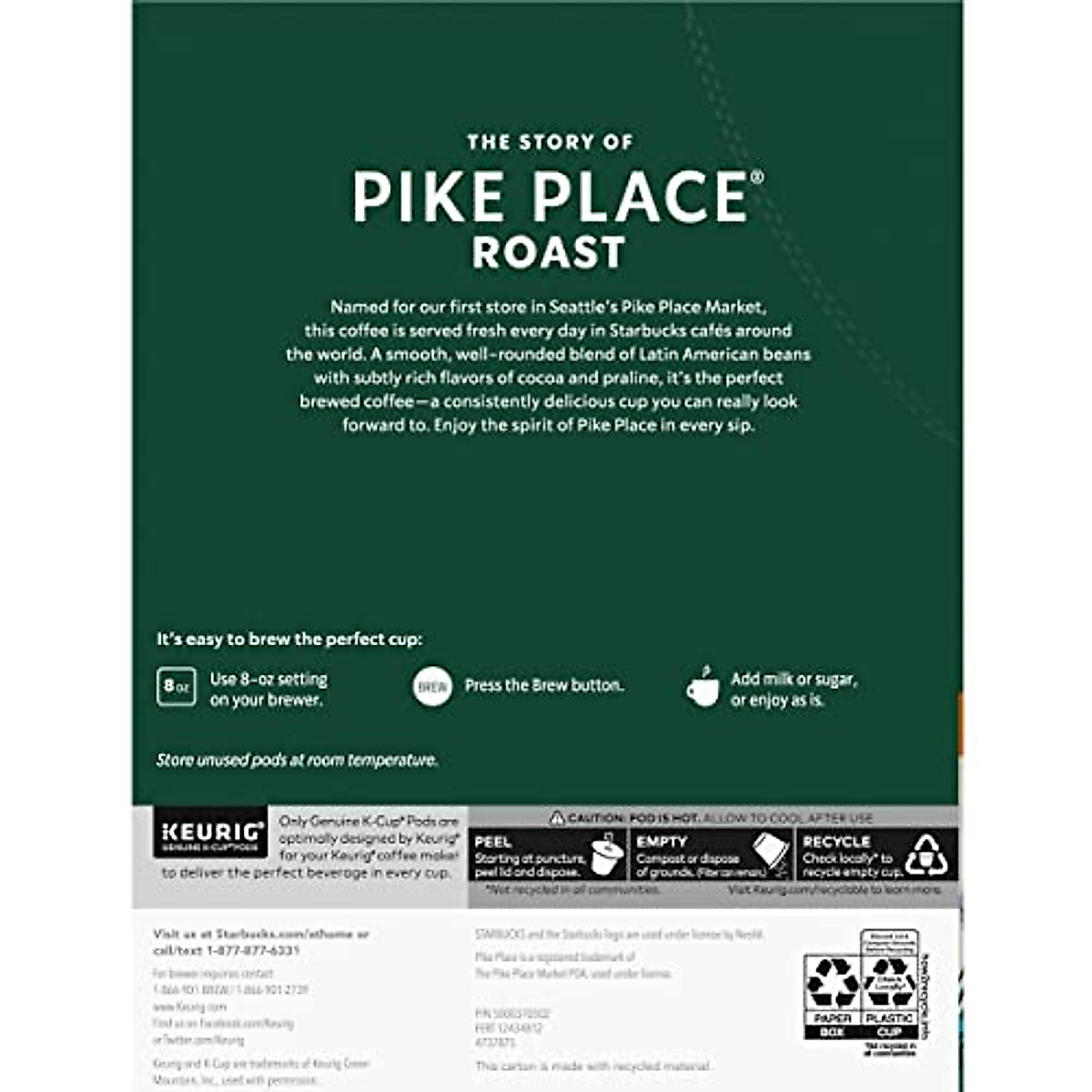 Starbucks Pike Place Roast, K-Cup Portion Pack for Keurig K-Cup Brewers, 24 K-Cups (Pack of 2)