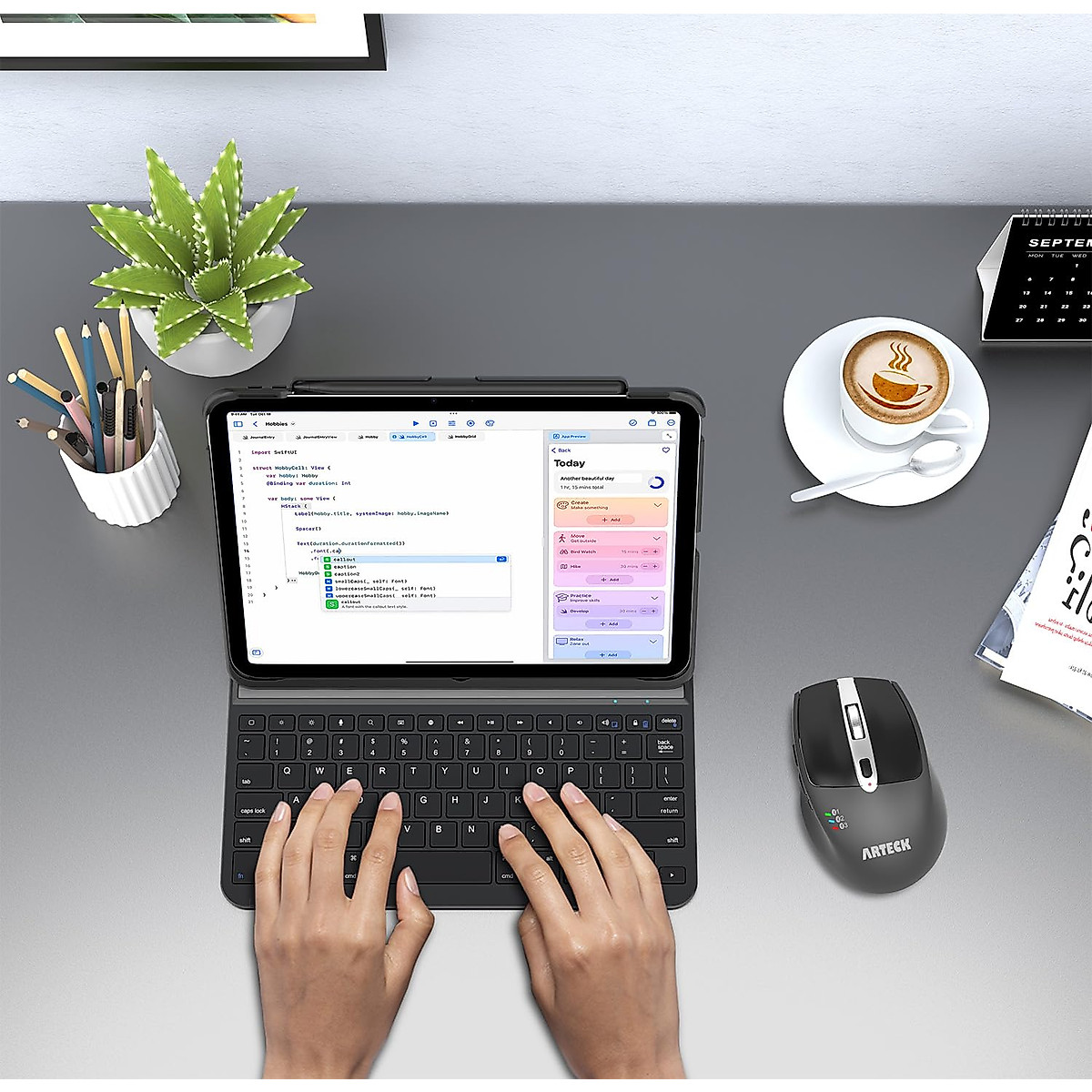 Arteck iPad Air 11-inch 10.9-inch Keyboard, Bluetooth Keyboard with Folio Full Protection Case for Apple iPad Air 11-inch (Air 2024) 10.9-inch (Air 2022) Air 4 and iPad Pro 11-inch Pro 4(2022) Pro 3 2