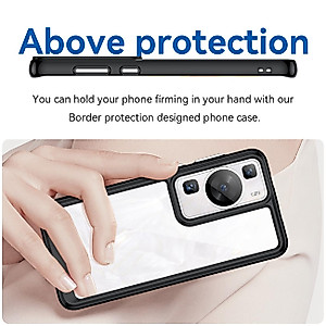 DFTCVBN Phone Case for Huawei P60 Case, P60 Pro MNA-LX9 LNA-LX9 Case with HD Screen Protector, Soft Bumper with Clear Crystal PC Hard Back Shockproof Cover Cases for Huawei P60 Pro Black
