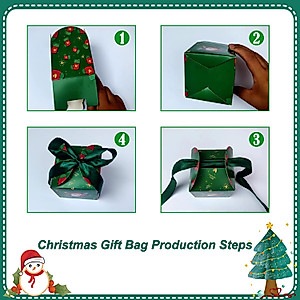 Christmas Gift Boxes Treat Cookie Favor Party Stacking Set with Lids Merry Christmas Goodie Paper Box Small Size Bow Bulk for Chirldren Mini Wrap Decorative Candy Holiday Santa Presents Bags Giving