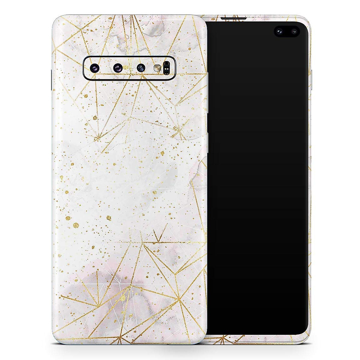 DesignSkinz Karamfila Watercolor & Gold V5 Protective Vinyl Decal Wrap Skin Cover Compatible with The Samsung Galaxy S20 (Screen Trim & Back Glass Skin)