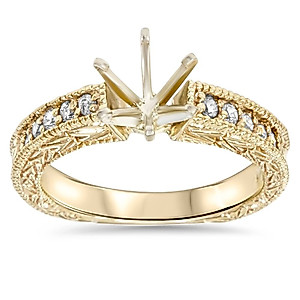 P3 POMPEII3 Gold 1/4ct Diamond Engagement Semi Mount Ring Setting - Size 8