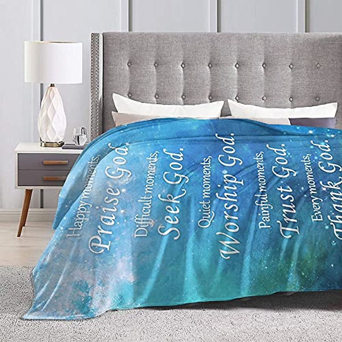 Religious Blanket Prayers Christian Gifts Soft Throw Blanket, Healing Throw Blanket with Inspirational Thoughts Bible Verse Blanket Perfect Caring Gift for Women & Men 60"x50"