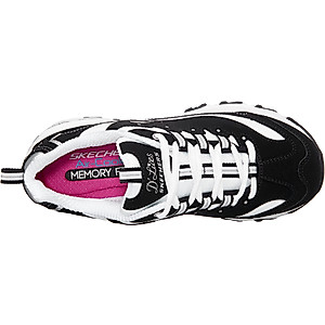 Skechers Sport Women's D'Lites Memory Foam Lace-up Sneaker,Biggest Fan Black/White,6 M US