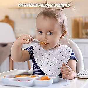 6 Pack Baby Spoons, Shorter Length for Self Feeding, First Stage Spoons, Food Grade Silicone, 6+ Months, Baby Training Spoons Infant Spoons, Dishwasher Safe & Boil-proof