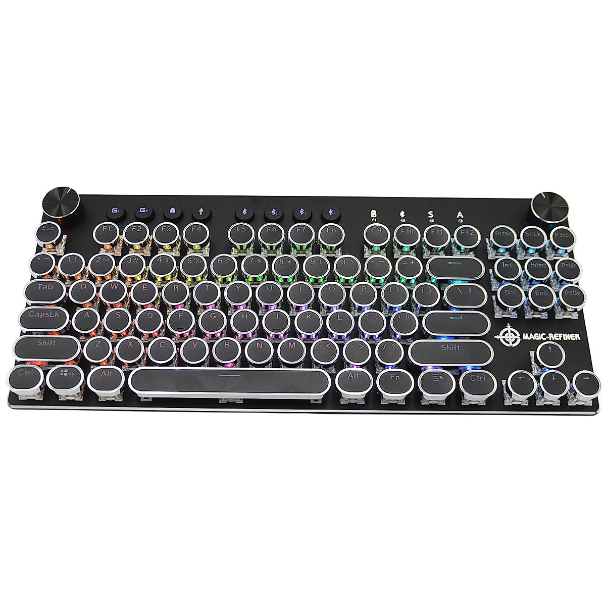 MK11 RGB Mechanical Keyboard Wireless/Wired Multi-Device Gaming Keyboard-Blue Switch-RGB LED Backlit-87 Keys for PC/Mac/iPad/iPhone/Smartphone/Laptop (Black)