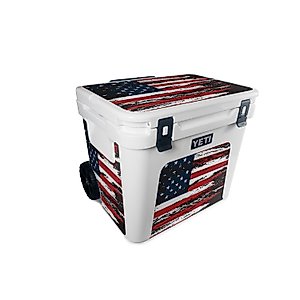 MightySkins Skin Compatible with Yeti Roadie 60 Wheeled Cooler - Tattered Flag | Protective, Durable, and Unique Vinyl Decal wrap Cover | Easy to Apply, Remove, and Change Styles | Made in The USA