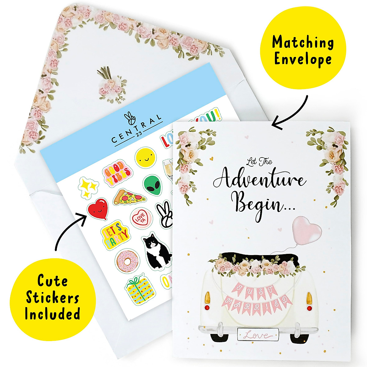 CENTRAL 23 Wedding Cards For Bride And Groom 3D - Just Married - Congratulations Pop Up Cards - Love - Congrats - Best Wishes Gift For Couple - Greeting Card For Weddings