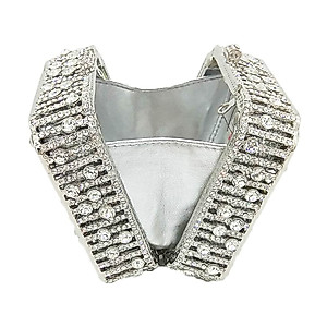 Cute Women Crystal Box Clutch Evening Bags Wedding Party Cocktail Rhinestone Handbags and Purses (Mini Square,Silver)