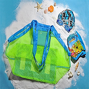 LD DRESS Extra Large Mesh Beach Bag Tote Backpack Toys Towels Sand Away (Color 1, free)