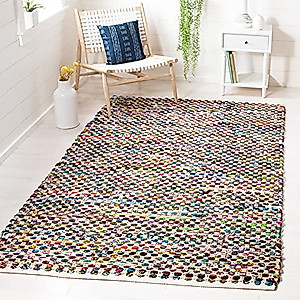 SAFAVIEH Cape Cod Collection Accent Rug - 4' x 6', Natural & Multi, Handmade Boho Braided Jute, Ideal for High Traffic Areas in Entryway, Living Room, Bedroom (CAP302A)