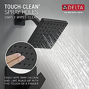 Delta Faucet Modern 14 Series Matte Black Shower Faucet, Delta Shower Trim Kit with Single-Spray Touch-Clean Black Shower Head, Matte Black T14267-BL-PP (Valve Not Included)
